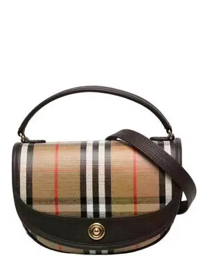 BURBERRY 2023-2026 Leather Trimmed House Check Coated Canvas Highlands Satchel