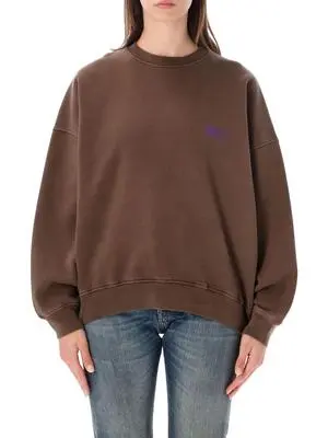 American Vintage Oversized Cotton Crewneck Sweatshirt - Brown