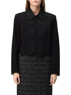 TWINSET Single-breasted Cropped Jacket In Viscose Blend With Embroidered Details