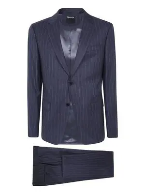 Zegna Pinstripe-pattern Pure Wool Single-breasted Suit Grey