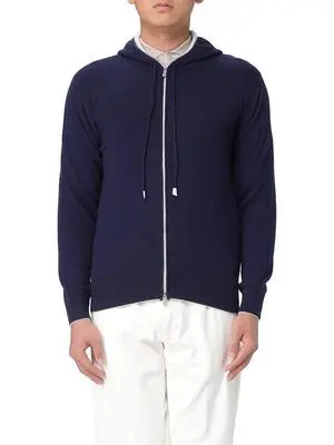 Eleventy Slim Fit 100% Cashmere Zip-up Hoodie Blue 1