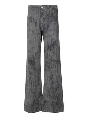 FEDERICA TOSI Coconut Crocodile-effect Flared-leg Jeans