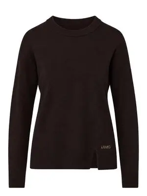 LIU JO Liu Jo Ribbed Crew Neck Sweater With Side Slit