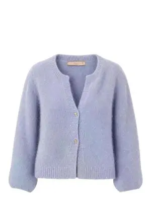 KRISTINA TI Flower-button Knit Cardigan