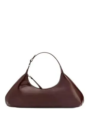 By Far Amberette Semi-patent Shoulder Bag Brown