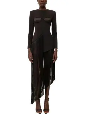 NISSA Fringe-trim Mini Dress