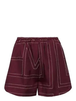 TOTEME Monogram Silk Twill Shorts Red