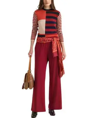 MALÌPARMI Embroidered-waistband Trousers