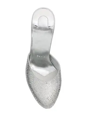 CHRISTIAN LOUBOUTIN 100mm Dolly Strass Metallic Leather Mules