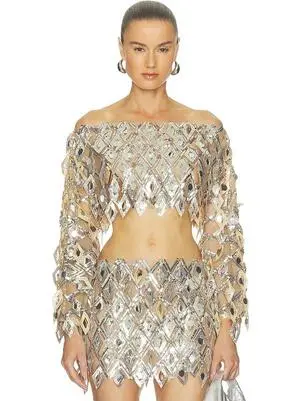 THE DOLLS HOUSE The Dolls House Luna Top In Metallic Silver.
