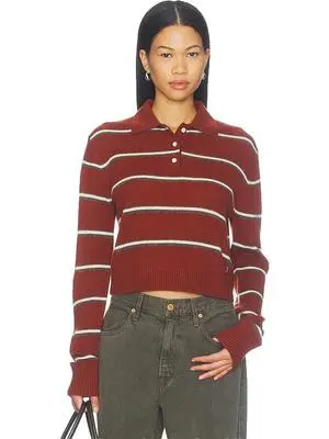 Eterne Eterne Barrett Sweater In Burgundy. Rust Stripe