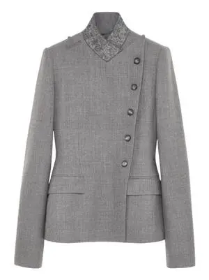 Alexander McQueen Pinstripe Asymmetric Blazer - Grey