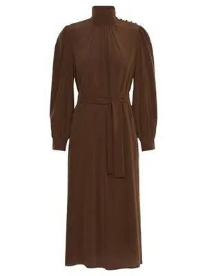Max Mara Silk Crepe De Chine Dress - Brown