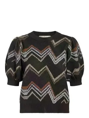 MARIE OLIVER Maddie Zigzag-knit Sweater Black