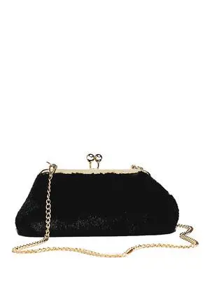 LISI LERCH Sarah Faux Fur Clutch Black