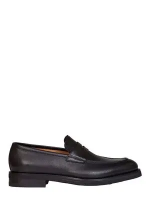 SALVATORE FERRAGAMO Ferragamo Men Black Hammered Leather Stefano Penny Loafer