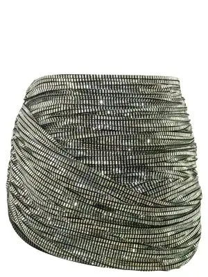 SELF-PORTRAIT Crystal-embellished Ruched Mini Skirt