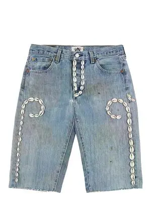 BARRIERS Cowrie Shell Denim Shorts