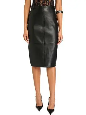 Retrofete Marcella Leather Skirt Black