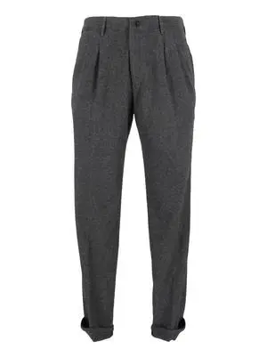 INCOTEX Pleated Turn-up Trousers