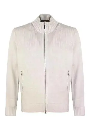 KANGRA Ribbed-knit Virgin-wool Cardigan Neutrals