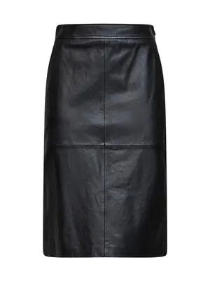 Max Mara Max Mara Studio Women Black Hammered Nappa Leather Msttimore Pencil Skirt Multicolor