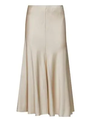 Brunello Cucinelli Brunello Cucinelli Women Milky White Satin Cady Pencil Fluid Midi Skirt Multicolor