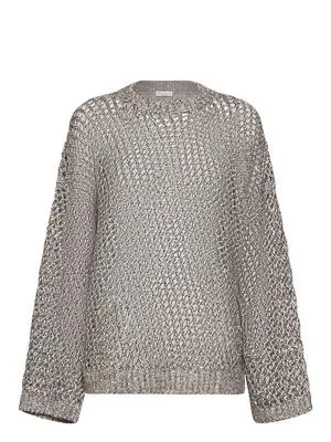 Brunello Cucinelli Rope Silk And Linen Net Knit Dazzling Chiné Sweater - Multicolor