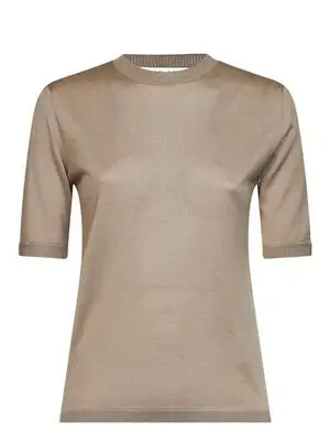 Max Mara Max Mara Women Stone Silk And Cashmere Mxmaceti Basic Top Multicolor