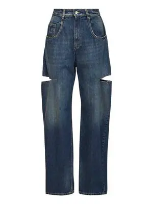 MAISON MARGIELA Washed Indigo Denim Slash Details Jeans - Dark Indigo