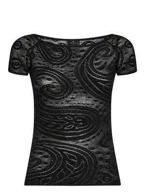Etro Etro Women Black Paisley Jacquard Knit Off-The-Shoulder Top Multicolor