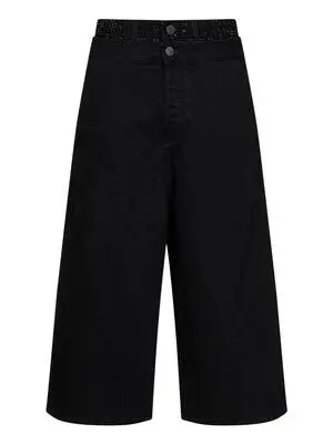 Attico The Attico Women Black Cotton Denim Double Waistband Cropped Jeans Multicolor