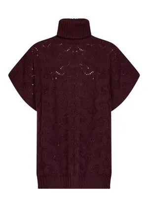 Etro Burgundy Paisley-pattern Stitch Knit Turtleneck Sweater - Multicolor