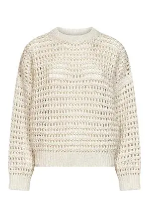 Brunello Cucinelli Brunello Cucinelli Women Ivory Sequin Net Knit Sweater Multicolor