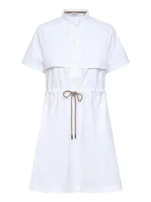 Burberry Burberry Women Optical White Cotton Poplin Short Dress Multicolor