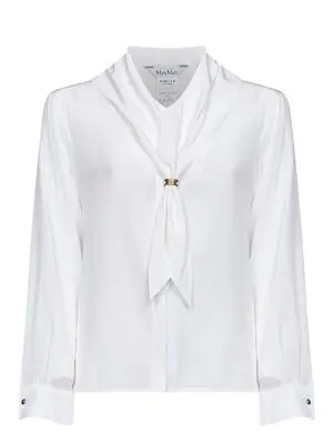 Max Mara Max Mara Women White Crêpe De Chine Mxmdry Shirt With Scarf Multicolor