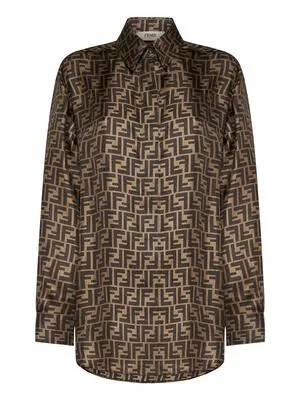 Fendi Fendi Women Brown Ff Silk Shirt Multicolor