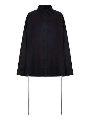 Balenciaga Balenciaga Women Black Cotton Gabardine Lace-Up Shirt Multicolor