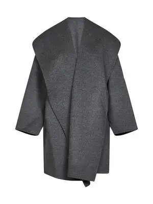 TOTEME Toteme Women Pale Grey Melange Double Wool Hooded Coat Multicolor