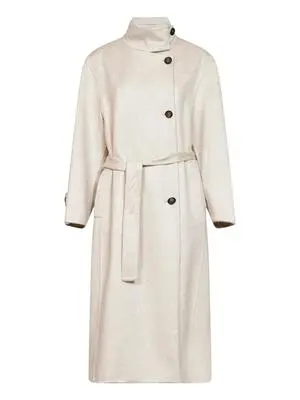 Brunello Cucinelli Ivory Double-breasted Cashmere Coat - Multicolor