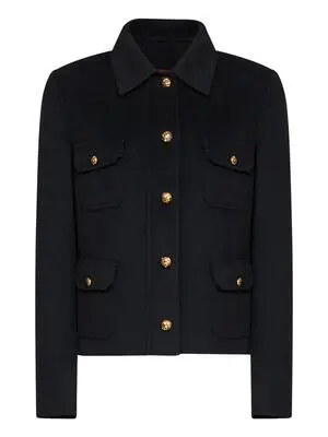 Max Mara Max Mara Studio Women Black Wool-Blend Mstvenere Varsity Jacket Multicolor