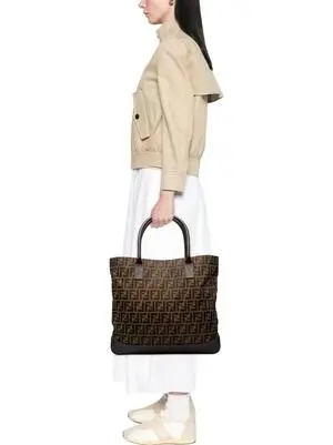 FENDI 2000-2010 Large Zucca Canvas Tote Bag