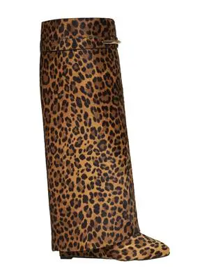 Givenchy Leopard Pony-effect Leather Shark Pinch Knee-high Boots - Multicolor