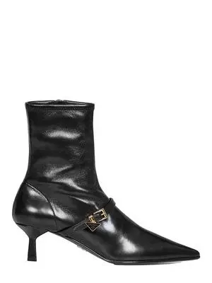 Prada Prada Calzature Women Black Stretch Nappa Leather Ankle Boots Multicolor