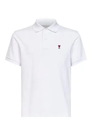 AMI Paris Ami Paris Men White Cotton Piqué Ami De Cœur Polo Shirt Multicolor