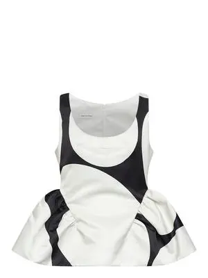 Dries Van Noten Dries Van Noten Women Black Duchess Oversized Ellipses-Print Peplum Top Multicolor