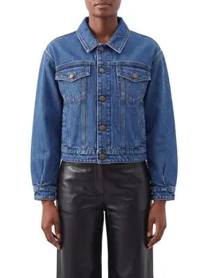 CYCLE Cotton Denim Shirt Jacket With Slit Pockets