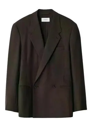 LEMAIRE Double-breasted Jacket In Tropical Wool Blend Brown