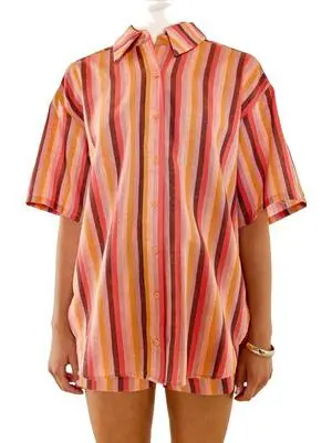 MARSY Striped Short Sleeve Button-up Shirt