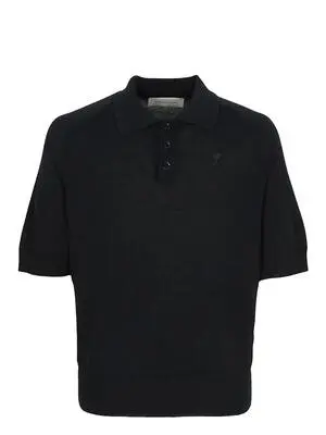 AMI Paris Ami Collar Short Sleeve Knitwear 'black' Black